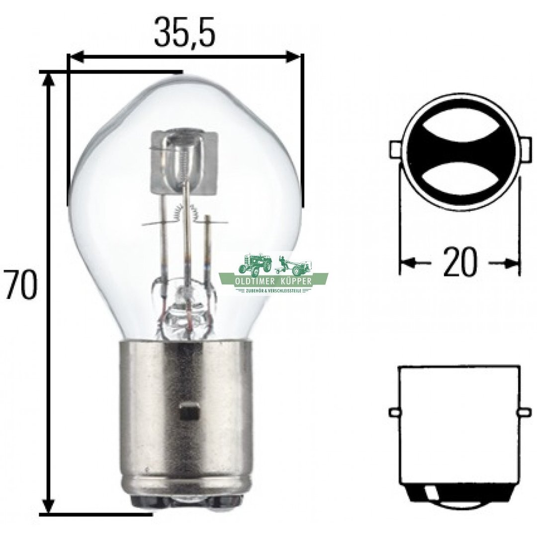 Bilux-Birne 12V 35/35W BA20d, 6,85